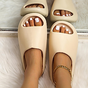 Unisex Pillow Slippers Slides for Women and Men, EVA Comfort Super Soft Quick Drying Rubber Shower Cloud Slides, Lightweight Spa Massage Summer Sandals for Adult Couples Indoor and Outdoor