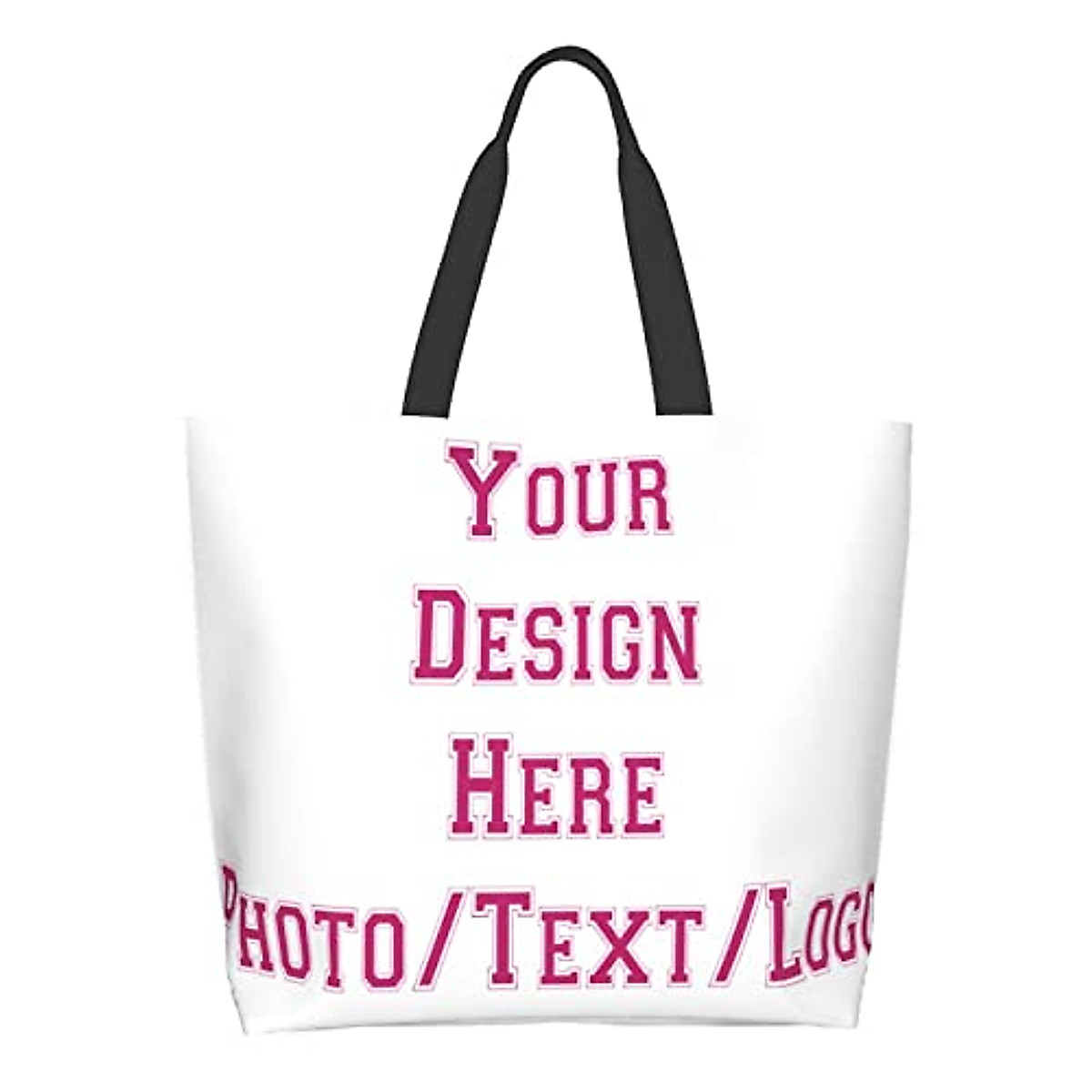 Custom tote bag Personalized Tote Bag Portable Design Your Own Text/Logo/Image Aesthetic Add Your Name Your Text Custom Tote Bag Custom Handbag, Collegiateflf-pink