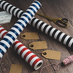 RUSPEPA Wrapping Paper - Mini Roll - Black and White Stripe Design Perfect for Wedding, Birthday, Baby Shower, Party - 17.5 Inch X 32.8 Feet