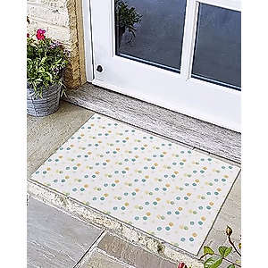 Indoor Outdoor Mats, Colorful Watercolor Wave Dot Tile Pattern Door Mat, Non-Slip Absorbent Resist Dirt Entrance Mat Washable Welcome Mats for Entryway, Low-Profile Floor Mats