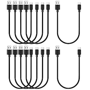 Short USB C Charger Cable 1ft Bulk 10-Pack, USB to Type C Phone Charger Fast Charging Cord