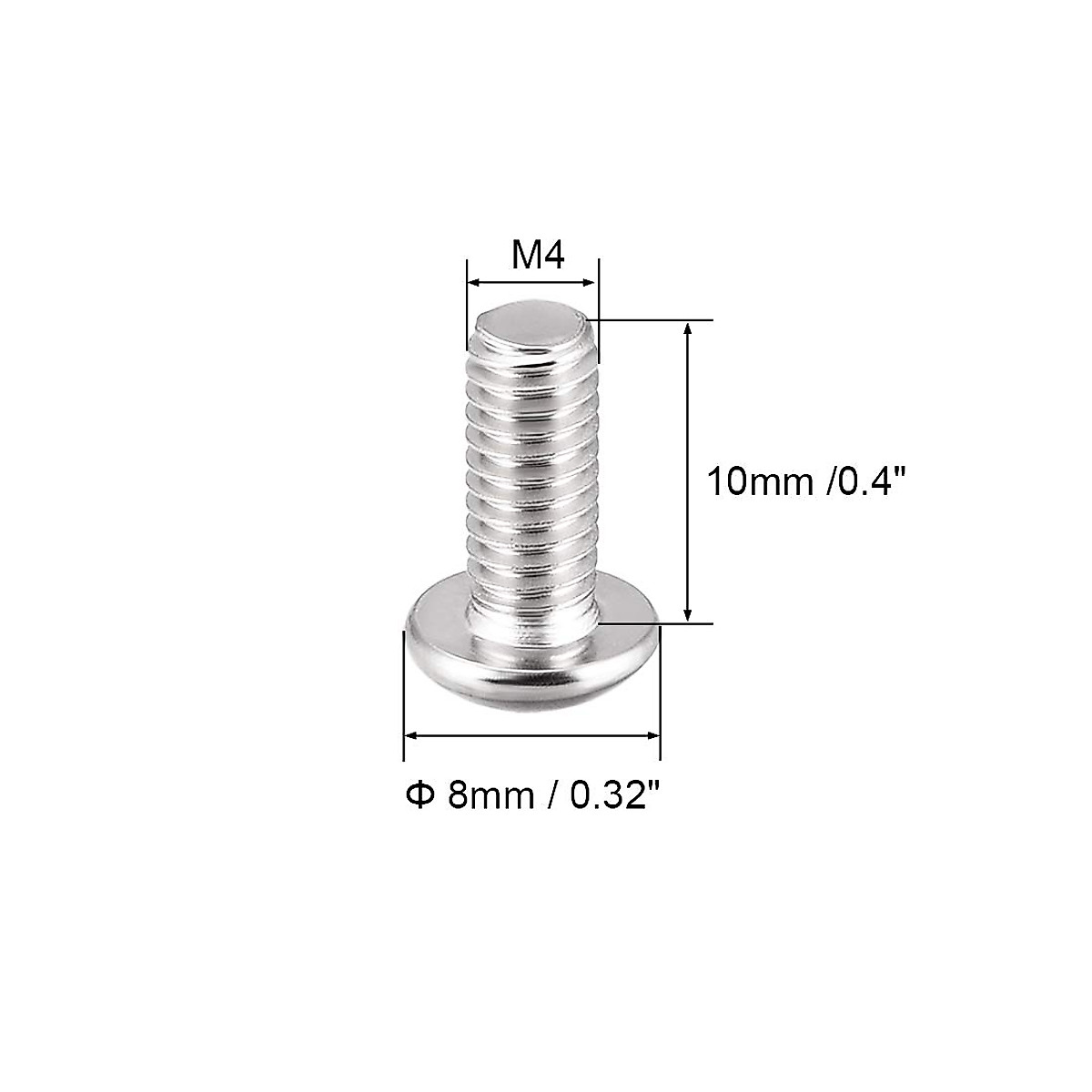 uxcell M4x10mm Machine Screws Hex Socket Round Head Screw 304 Stainless Steel Fasteners Bolts 20pcs