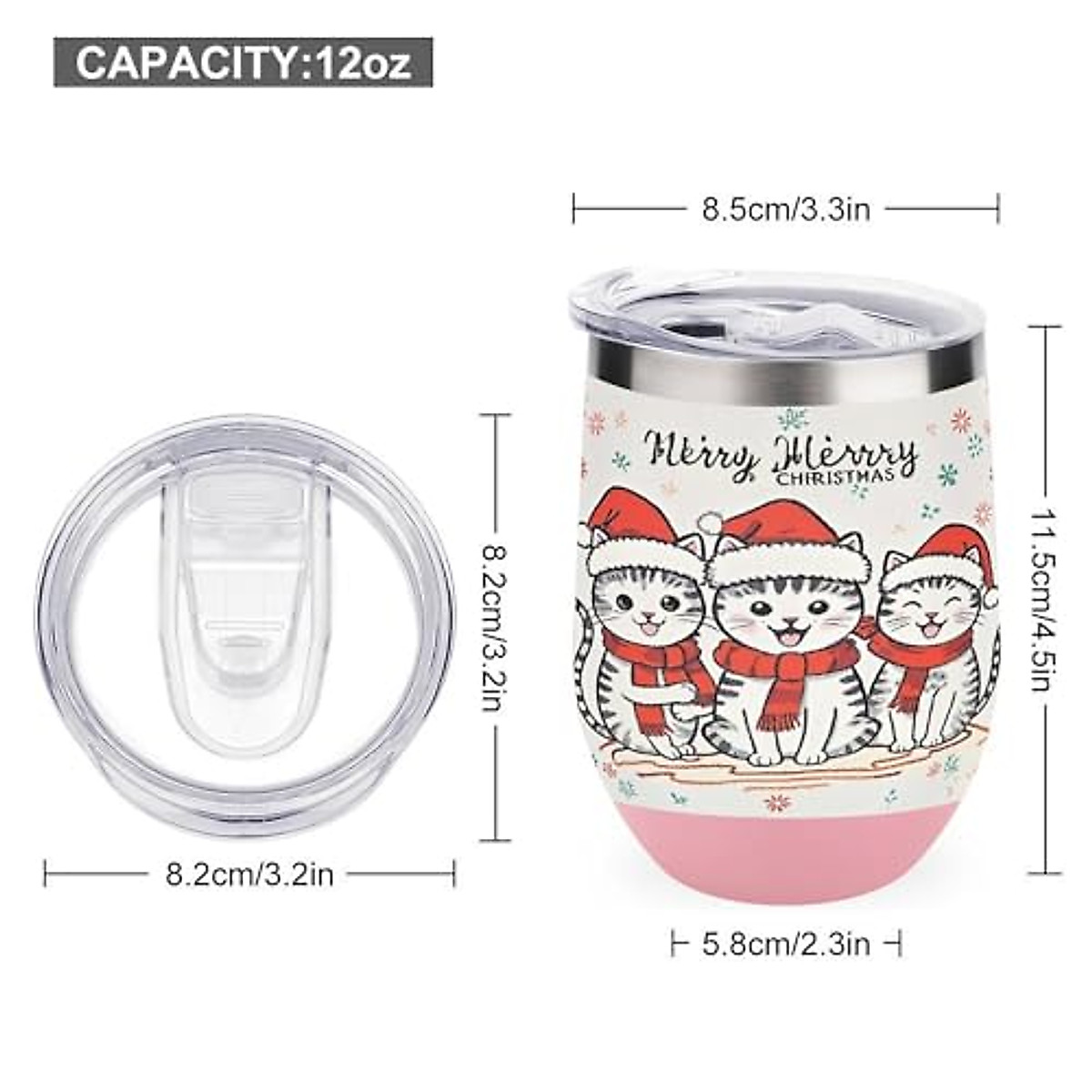 OPTKSNCU 304 Stainless Steel Insulated Cup with Lid, Christmas Cat Print Durable, And Easy to Clean – Ideal for Home, Office, And Gift Giving
