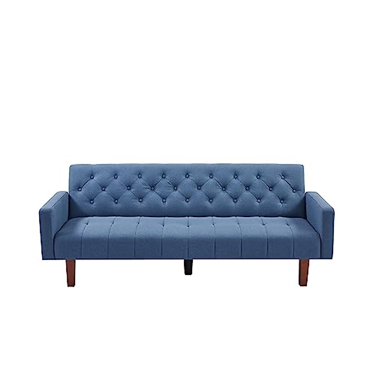 Blue, Linen, Convertible Double Folding Living Room Sofa Bed (Eucalyptus Wood Frame)
