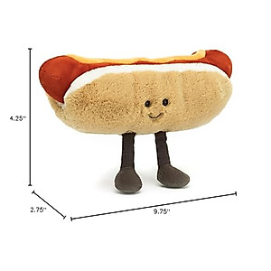 Jellycat Amuseables Hot Dog Stuffed Toy, 10 inches | Food Plush | Fun Gift Idea