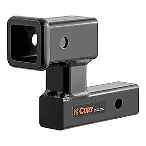CURT 45794 Raised Trailer Hitch Extender, Fits 2-Inch Receiver, Extends 5-1/4", 4-1/4-In Rise, Gloss Black Powder Coat