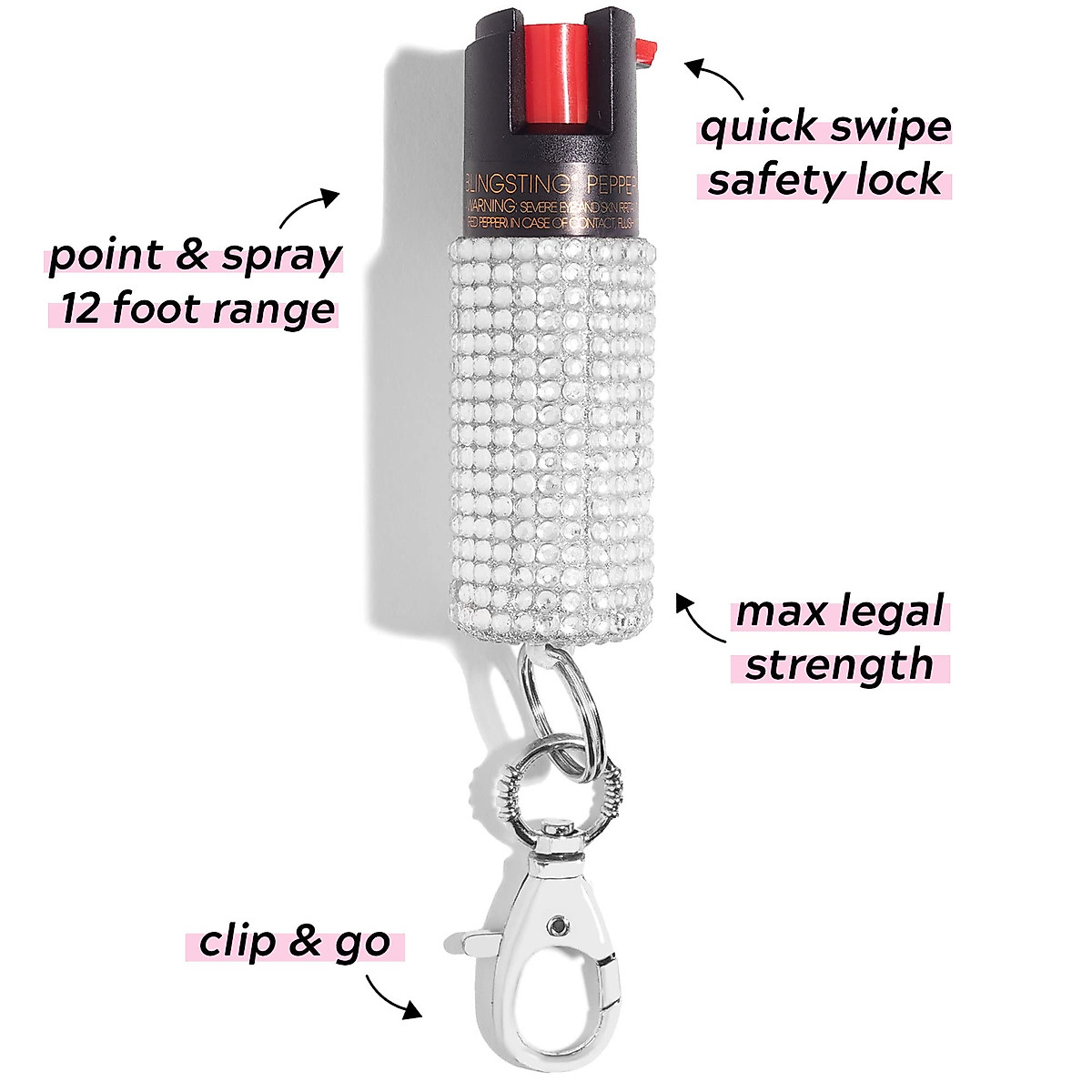 BlingSting Pepper Spray Keychain for Women Silver