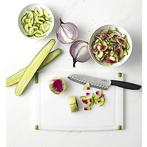 GoodCook Touch 7-Inch Santoku Knife, High Carbon Steel, Non-Slip Comfort Grip, Dimpled Knife Blade for Easy Slicing, Small Kitchen Knife for Mincing and Dicing, Durable and Sharp Knife