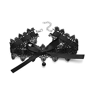 JEAIRTS Black Lace Choker Necklace Velvet Bow-knot Necklaces Halloween Costume Necklace Jewelry Accessories for Women