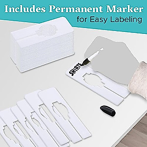 30 Closet Dividers for Hanging Clothes- Rectangle Clothing Size Dividers for Racks, Slim White Closet Divider Set with Marker (30 SLIM)