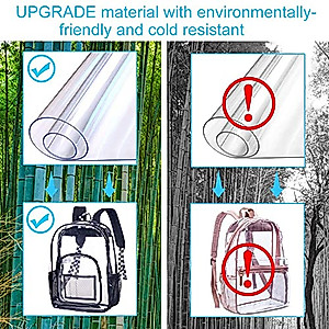 UFNDC Clear Backpack for Men and Women, Heavy Duty PVC Transparent Bookbag,See Through Backpacks - Black