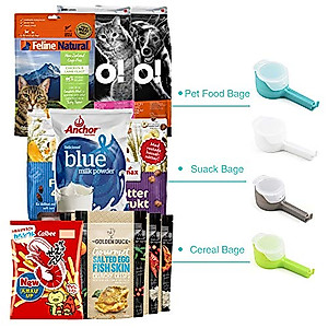 4pcs Food bag clipswith Pour Spouts, Great Clips Bags for Kitchen, Suitable for Small Particle Food, Liquid,Flour and Baby Food Storage Organizer