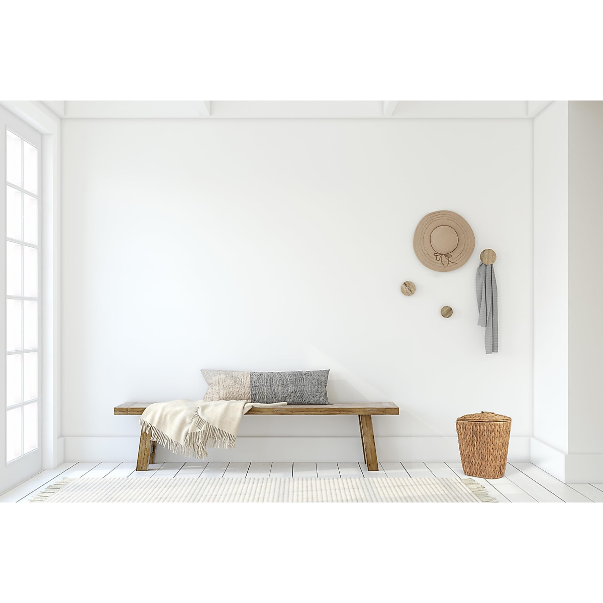 SNOWECRAFT 2-Pack Slim Wicker Basket with Lid – Small Waste Basket for Narrow Spaces | Rattan Decor - Handwoven Water Hyacinth Baskets and Covers | Covered Trash Can - Set of Two