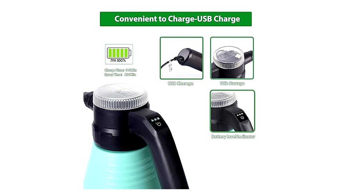 EVIKA Handheld Electric Sprayer - 0.52 Gallon Power Sprayer