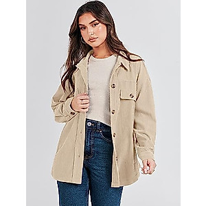ANRABESS Oversized Jackets for Women Casual Button Down Shirts Corduroy Shacket 2023 Fall Fleece Cardigan Blouse Trendy Coat with Pockets 1027xingse-L