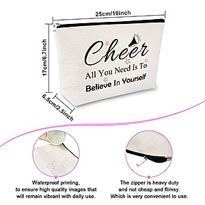 Cheer Gift for Women Makeup Bag Inspirational Gift for Teen Girls Cheer Team Gift Cheerleading Coach Gift Graduation Gift for Cheerleader Birthday Christmas Thanksgiving Gift Cosmetic Travel Pouch