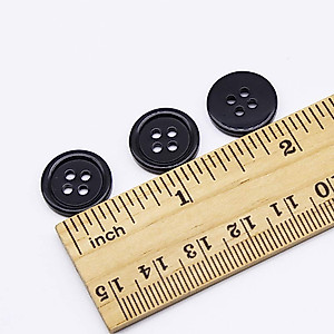GANSSIA 5/8 Inch 4 Holes Black Buttons 15mm Sewing Round Button for Craft Pack of 160 Pcs
