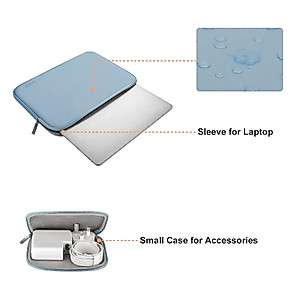 MOSISO Laptop Case 13.3 inch, 13-13.3 inch Laptop Sleeve Bag Compatible with MacBook Air/Pro 13 / Pro 14, HP Dell ASUS Lenovo Notebook, Neoprene Computer Sleeve Bag with Small Case, Airy Blue