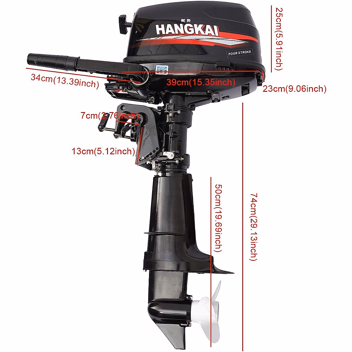 Outboard Motor, 6.5HP 4 Stroke Boat Engine Motor Water Cooling & CDI for Fishing Aquaculture Outdoor Adventure Boat