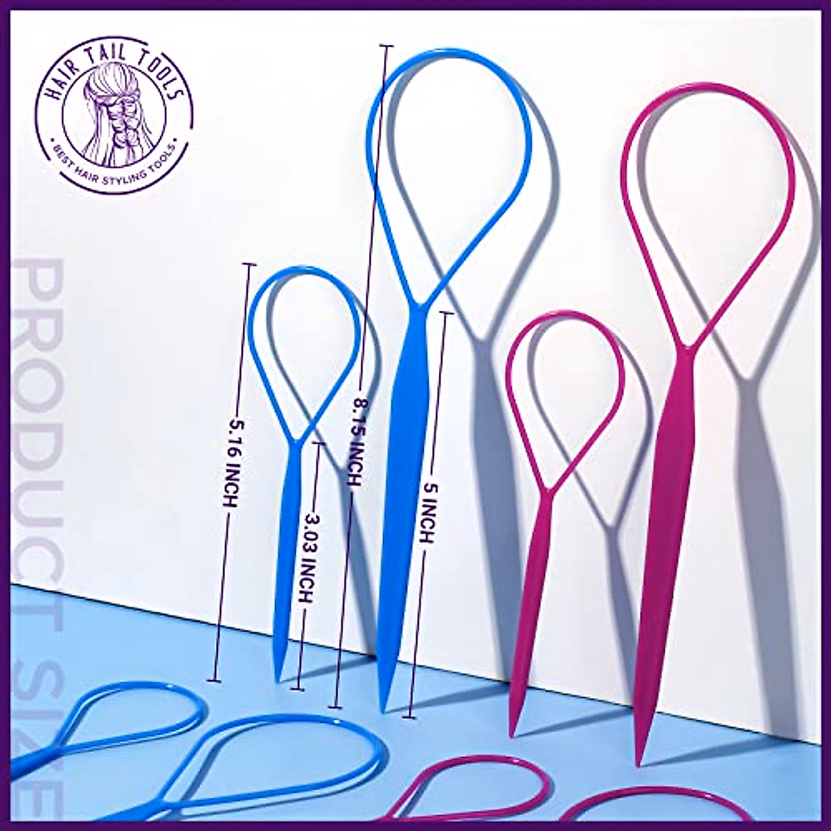 Hair Tail Tool,Teenitor Hair Loop Tool, Hair Pull, Ponytail Pull Through Tool, Hair Threader, Hair Tool Flip for Styling, Updo Hair Braid Tool, Inside Out Ponytail Tool, 8pcs