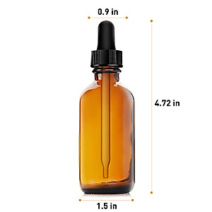 Yesker Amber Glass Bottles for Essential Oils with Glass Eye Dropper 60 ml (2oz) for Essential Oils, Chemistry Lab Chemicals, Colognes & Perfumes- Pack of 12
