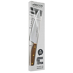 ARCOS Chef Knife 8 Inch Stainless Steel. Professional Kitchen Knife for Cooking. Ovengkol Wood Handle 100% natural FSC and 210 mm Blade. Series Nordika. Color Brown.