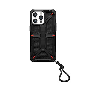 URBAN ARMOR GEAR UAG Designed for iPhone 15 Pro Max Case Monarch Kevlar Black 6.7" Bundle with UAG Paracord Lanyard Adjustable Wrist Strap Black