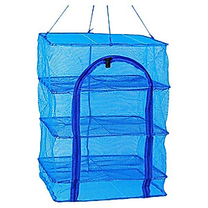SEWACC Pasta Drying Rack Drying Rack 4 Layer Meat Drying Net Folding Hanging Mesh Drying Net with Zipper Vegetable Fish Dishes Fruit Drying Net for Indoor Outdoor (45x66cm) Drying Rack Clothing
