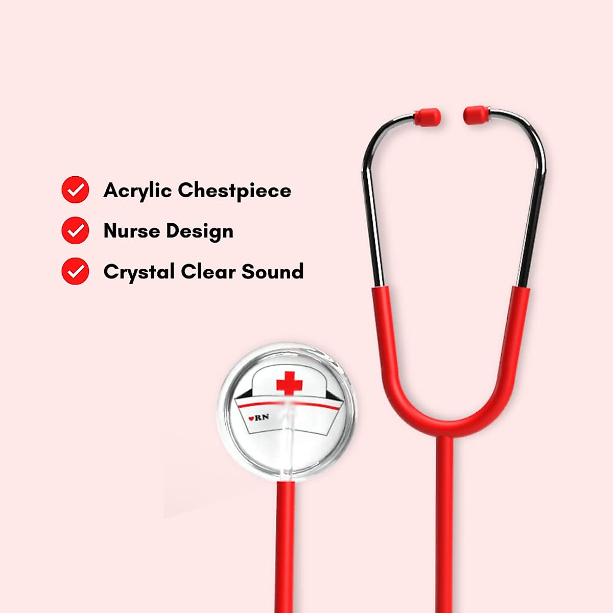 Red Nurse Stethoscope with RN and Nurse Hat on Diaphragm
