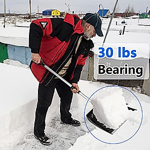 Snow Shovel, kemalida Snow Shovel for Driveway, 53" Detachable Ergonomic D-Grip Handle for Snow Removal Shovel, Snow Shovel for Car Home Garage Garden.