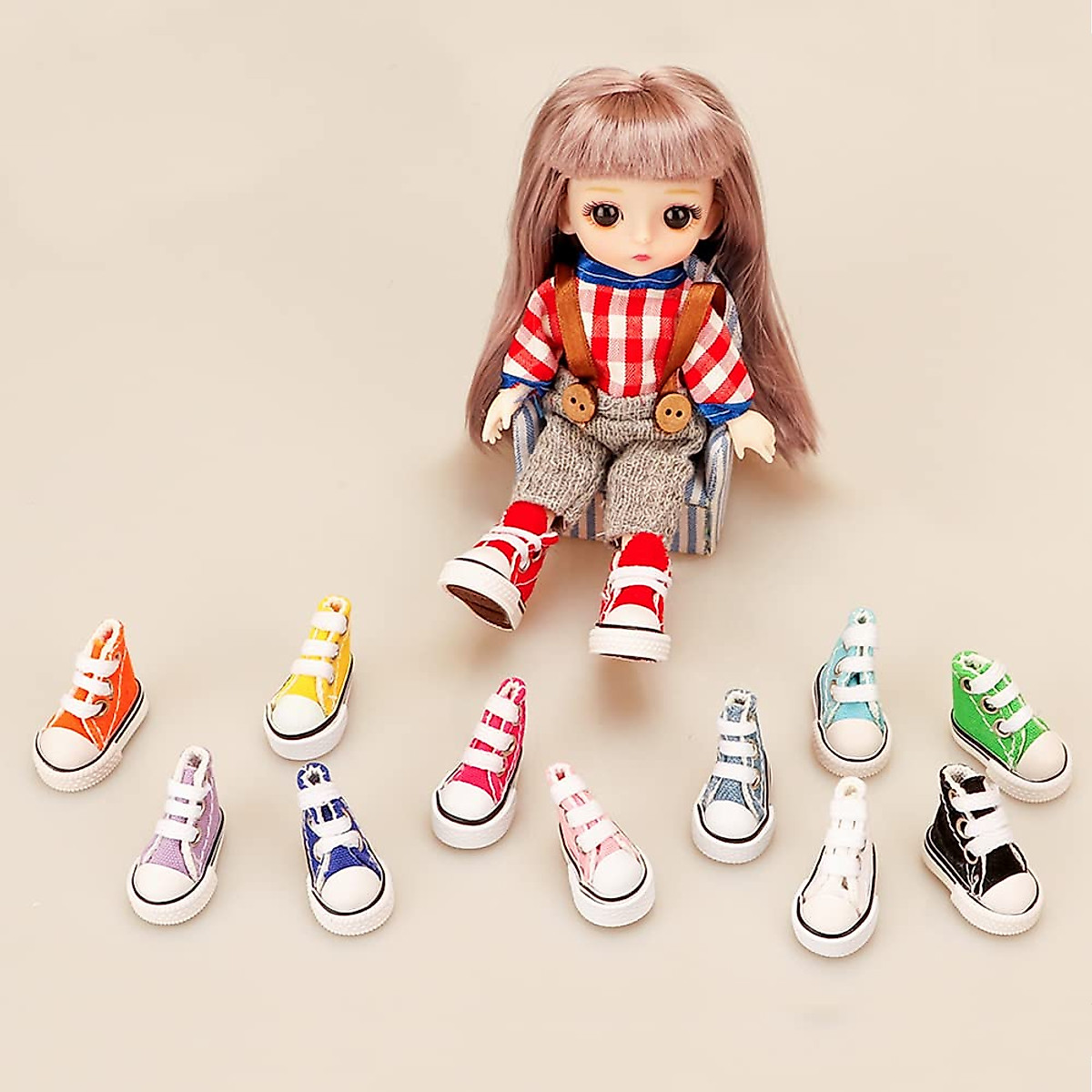 Mimeela 7 Pairs Mini Finger Shoes, Cool Mini Skateboard Shoes for Finger Breakdance, Fingerboard, Elf Shoes Doll Shoes, Used As Making Shoe Keychains and Sneakers for Birds