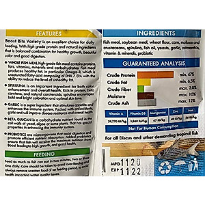 A.D.P. Fish Booster Bits Variety All Discus & Tropical Fish Food Mini Slow Sinking Pellets Grow Faster & Color Enhancing High Protein 47% for Goldfish & Aquarium Tropical Fish 60 g. Small Fish Feed