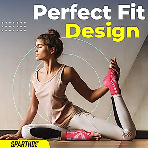 Sparthos Ankle Compression Socks (Pair) – Plantar Fasciitis Sleeves with Arch Support – Foot Ankle Brace for Men and Women – Injury Recovery - Pain Relief for Sprains, Strains, Arthritis (Pink-XL)