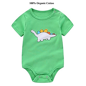 FLORNO Unisex Baby Bodysuits 5-Pack Baby Short Sleeve Bodysuits Onesies Bodysuit Short-Sleeve Bodysuits0 Organic Cotton (9-12 Months)