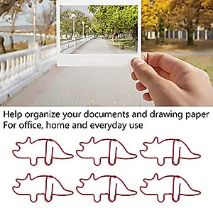 Pssopp 100Pcs Animal Shaped Paperclip, Dinosaur Shaped Coated Paper Clips Bookmark Clips Office Supplies for Document