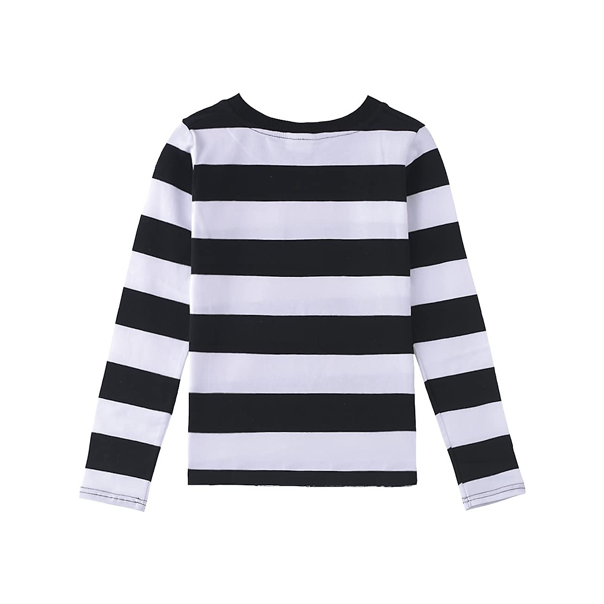 Spring&Gege Boys' Long Sleeve Striped T-Shirt Crew Neck Tees, Black and White Stripes, 9-10 Years