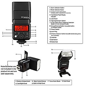 Godox TT350S Flash Speedlite for Sony Camera, 2.4G Wireless GN36 1/8000s HSS TTL Camera Flash Compatible for Sony Camera A7 A7R A7S A7-II A7-III A7R-II A7R-III A7S-II A6300 A6000 etc