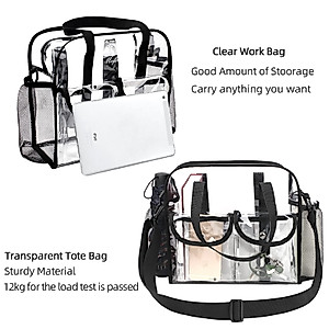 MOFASVIGI Clear Bag Stadium Approved Transparent Waterproof Clear Tote Bags for Work, Sports Games, Concerts,Travel-12 x12 x6