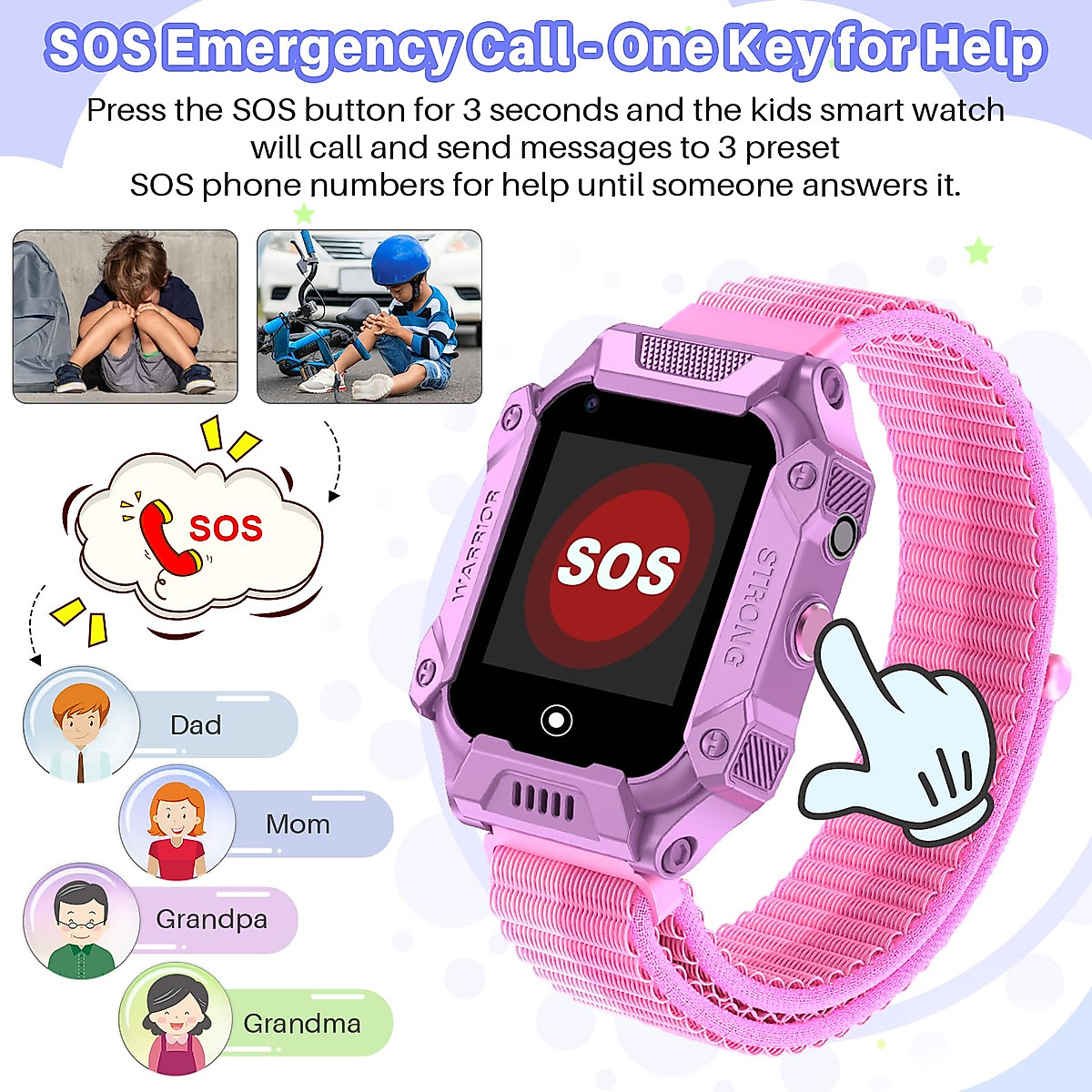 4G Kids Smart Watch with GPS Tracker and Calling, HD Touch Screen Kids Cell Phone Watch Combines SMS, Voice, Video Call, SOS, WiFi, Face Unlock Function, GPS Tracking Watch for Kids Boys Girls 3-15