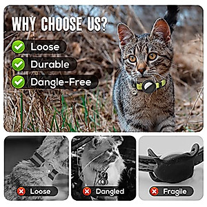 Air tag Cat Collar, Cat Collar with Bell and Safely Buckle for Small Pets, Adjustable Kitten Collar with Airtag Holder Compatible with Apple Airtag for Cats, Kittens, Puppies(Yellow)