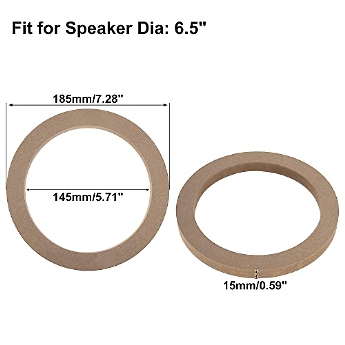 X AUTOHAUX 4 Pcs 6.5" Universal Wooden Car Speaker Subwoofer Mounting Spacer Rings Adapter Bracket Holder Plate