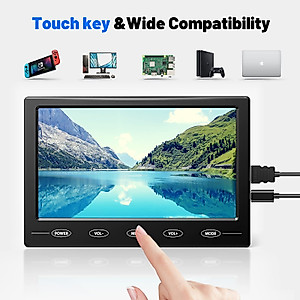 APROTII 7 Inch Small Monitor HDMI, 1024x600 Mini Monitor LCD HDMI Screen, HDMI VGA AV Portable Mini HD Color Screen Display Built-in Speaker