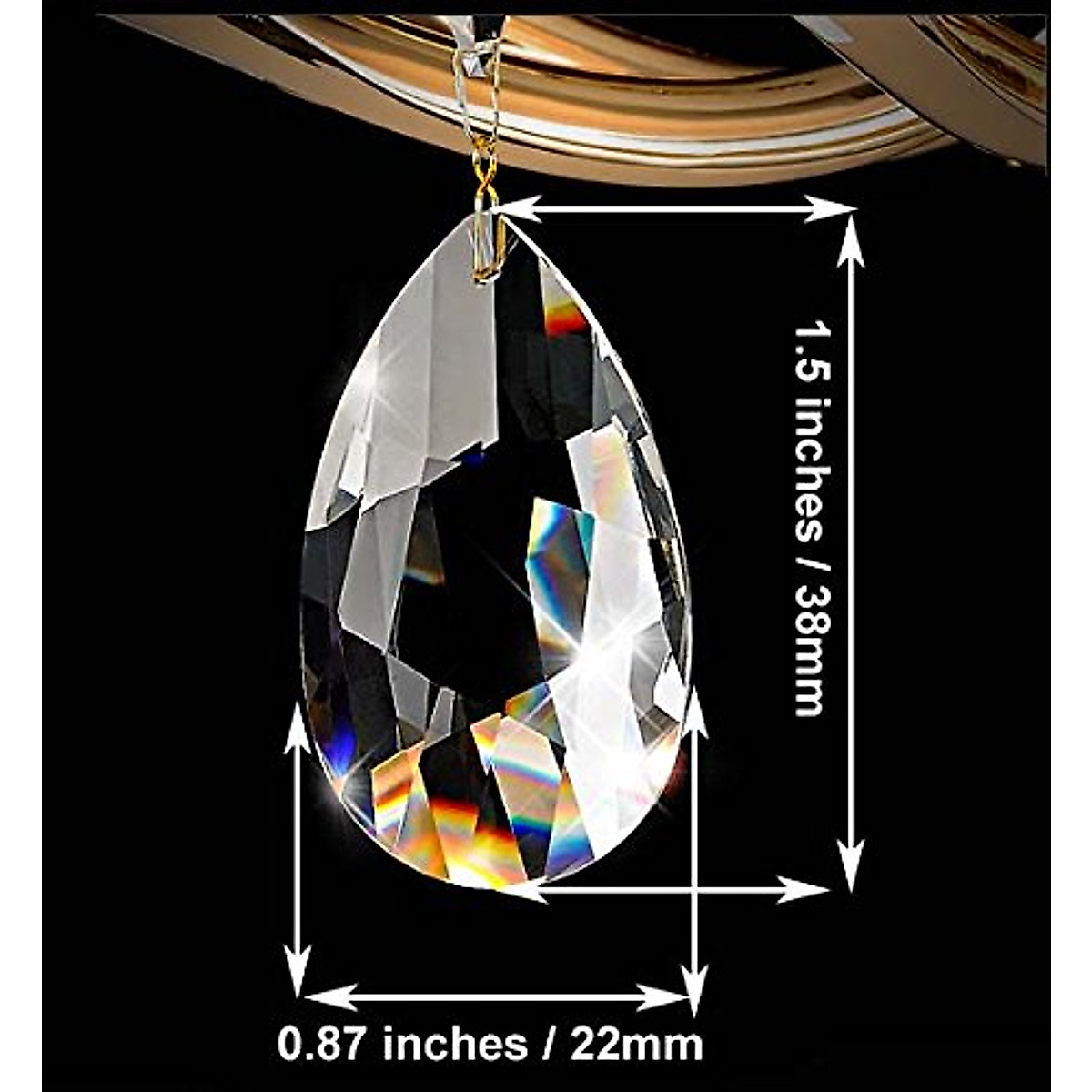 Fushing 20Pcs Chandelier Crystals, Clear Teardrop Crystal Chandelier Pendants Parts Beads, Hanging Crystals for Chandeliers (38mm, Clear)