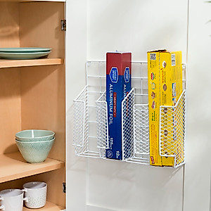 Home Basics Organizer Rust Resistant, Perfect for Food Storage, Silver Foil, Wax Paper, Sandwich Bags, Plastic Wrap-Mounts