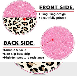Jupswan Car Cup Holder Coaster 2 Pack Cute Leopard Print Acrylic New Automotive CupHolder Accessories Interior Decor Decorations for Women
