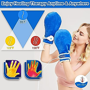 Electric Heated Mittens for Hands & Fingers - Heated Gloves & Hand Warmer for Carpal Tunnel Arthritis Tendonitis Pain Relief - Auto Shut Off Therapy Mittens for Men Women,86-158℉ (A Pair)