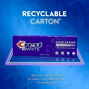 Crest 3D White Stain Eraser Teeth Whitening Toothpaste, Polishing Mint, 3.1 oz, Pack of 2