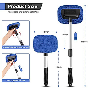 AstroAI Windshield Cleaner, Microfiber car Window Cleaner with 4 Reusable and Washable Microfiber Pads and Extendable Handle Auto Inside Glass Wiper Kit