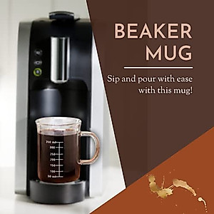 Novelty Laboratory Beaker Mug 14 Ounces (425 ml) - Made from Heat Resistant Borosilicate Glass - Accurate Measurement Markings on Side - Microwave Safe - Perfect for a Coffee, Tea & Science Lover