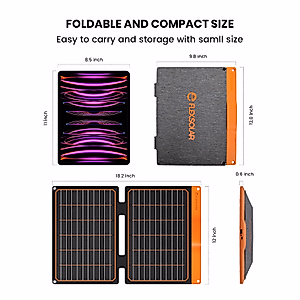FlexSolar 20W Portable Solar Panel, High-Efficiency Monocrystalline PV Module Power Charger with Dual USB Ports for Phones, Tablets, Power Bank, Camera and Other Off-Grid Applications